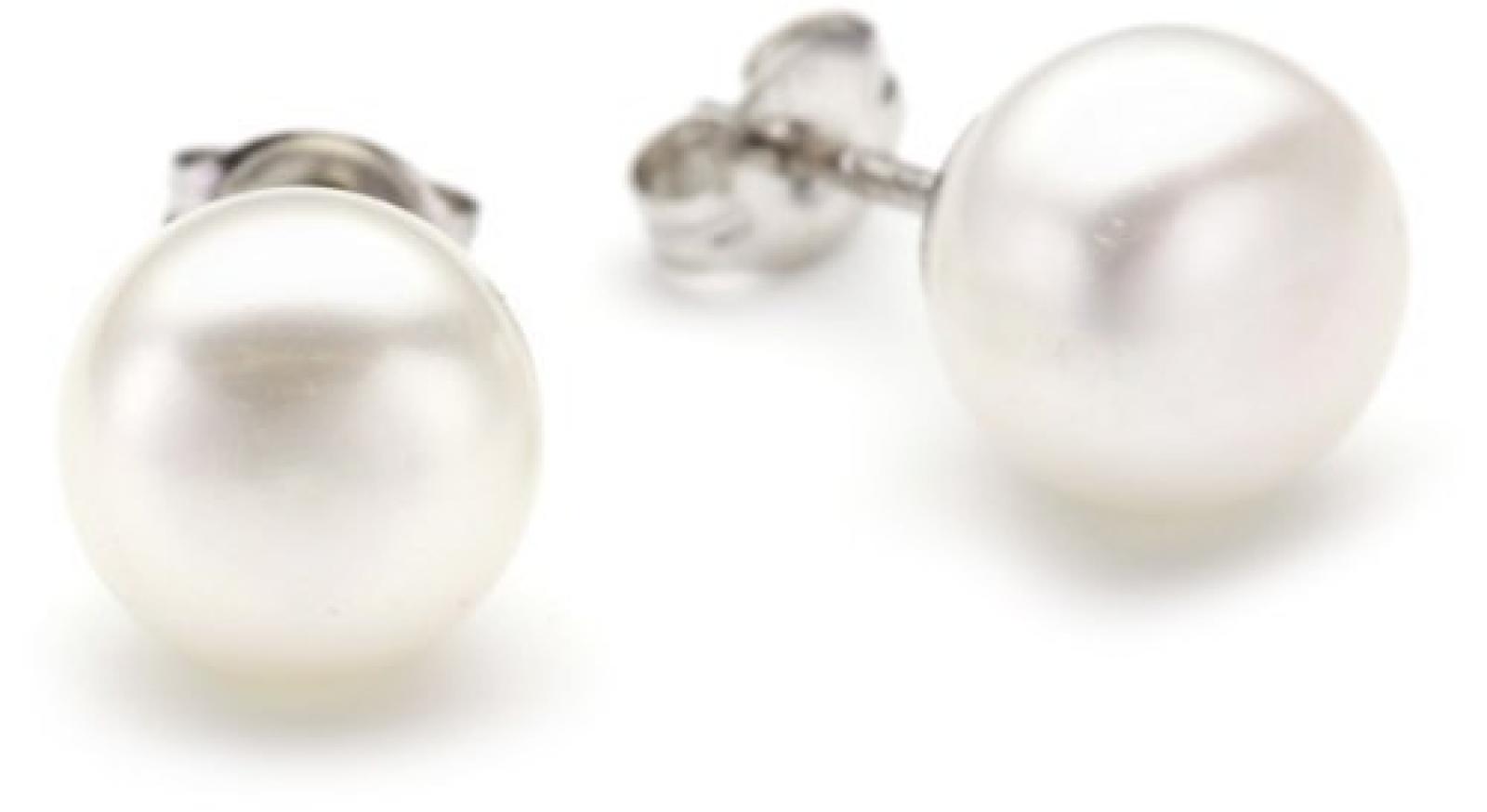 Valero Pearls Classic Collection Damen-Ohrstecker Hochwertige Süßwasser-Zuchtperlen in ca. 9 mm ...